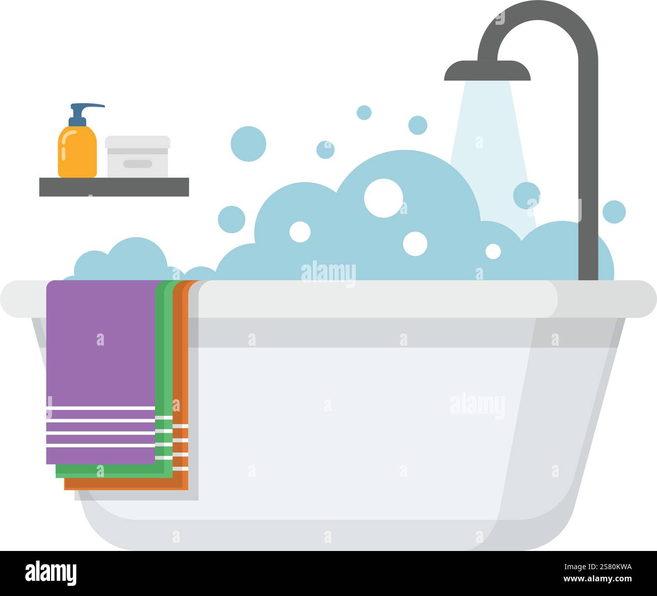 Bath icon in flat style. Bathroom vector illustration on isolated ...