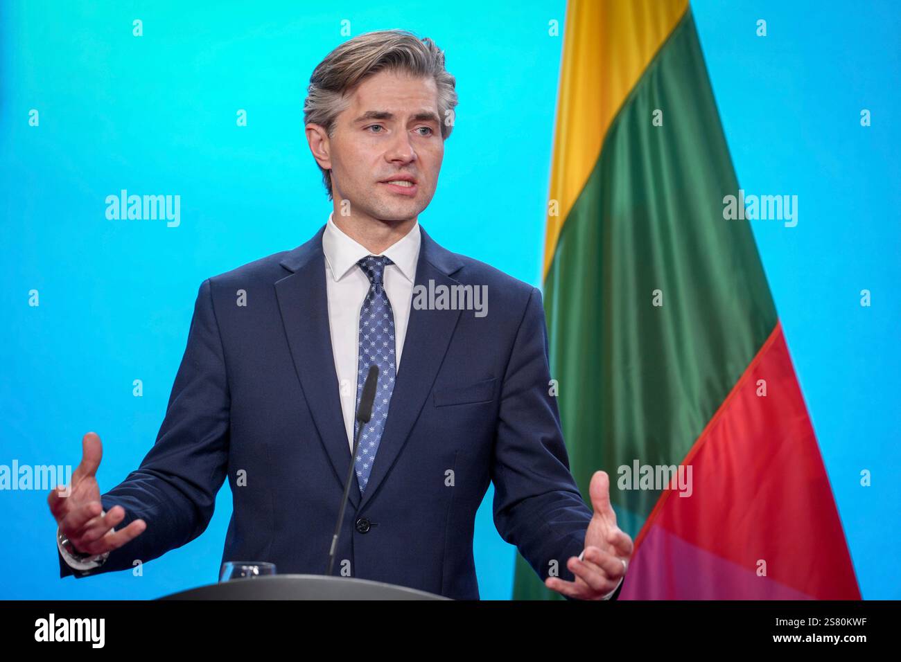 Lithuanian Foreign Minister Kestutis Budrys speaks during a joint press ...