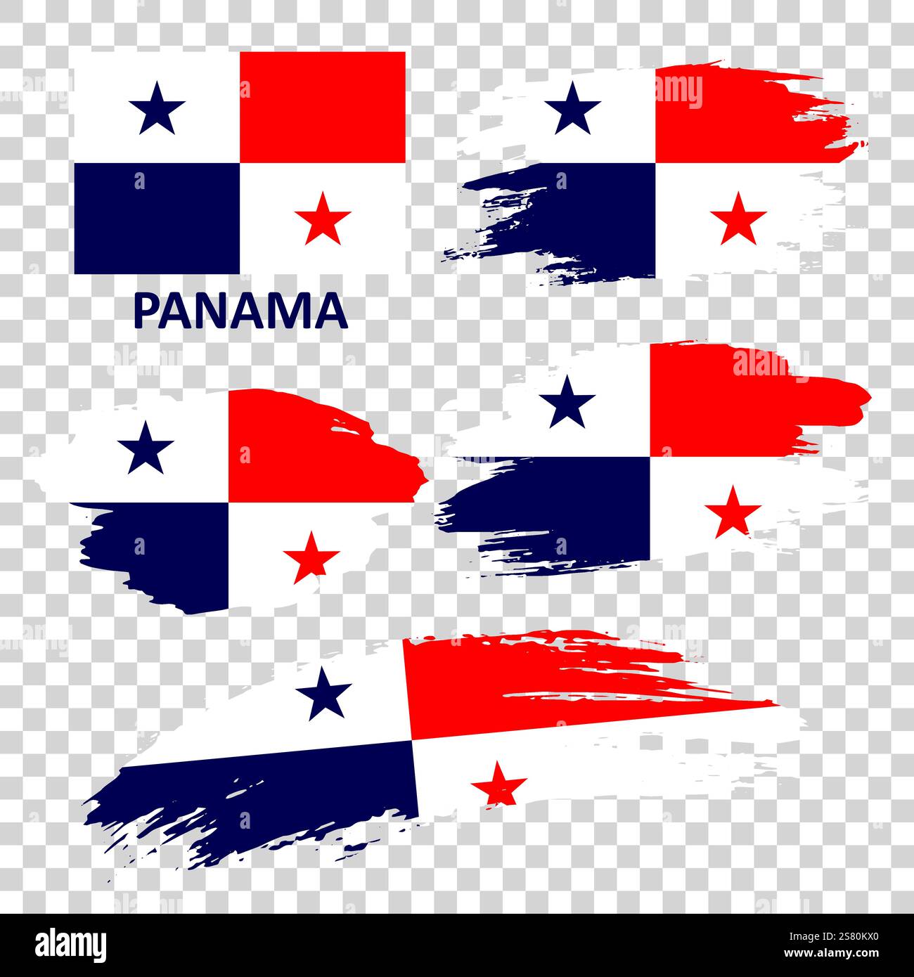 Set of Panama flags hand drawn with a brush Stock Vector Image & Art ...