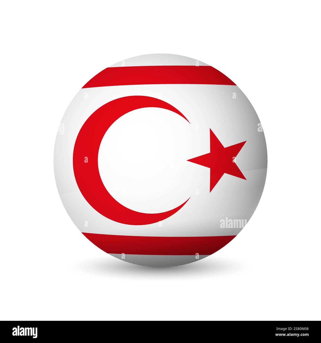 Northern Cyprus flag - 3D sphere in colours of flag representing a ...