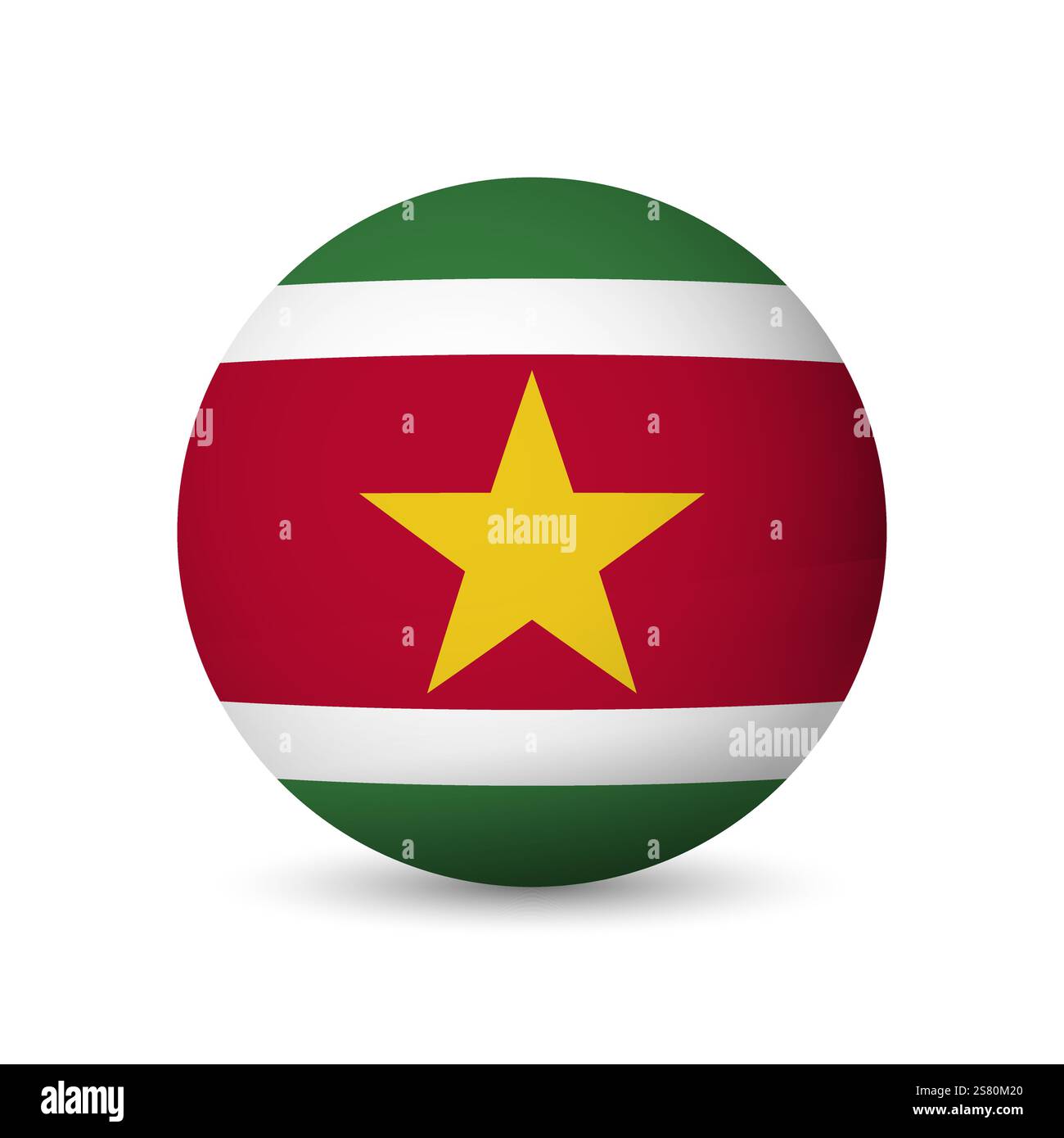 Suriname flag - 3D sphere in colours of flag representing a country ...