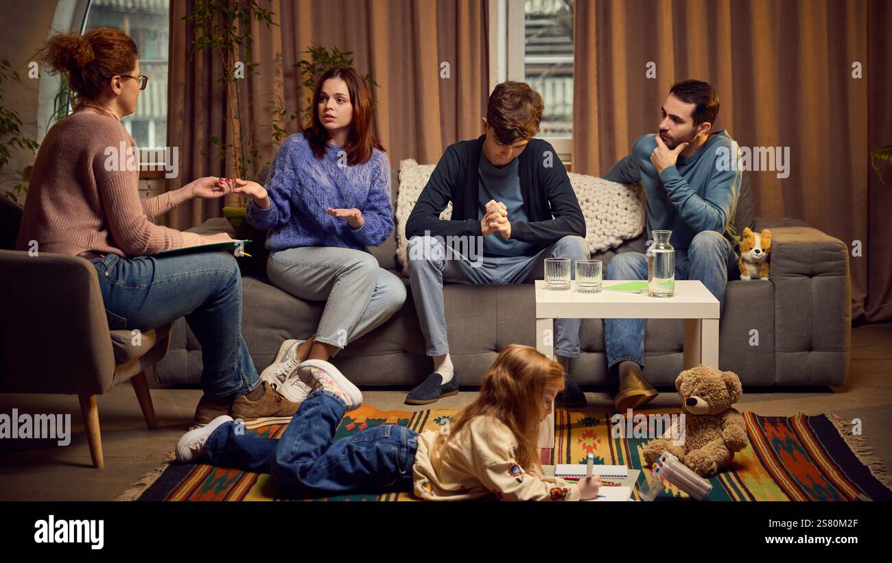 Conflict resolution, communication with teens. Parents with their teen ...