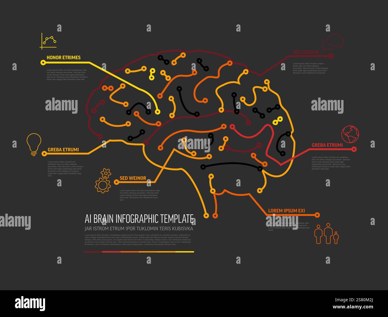 Dark Artificial Intelligence brain infographic template illustrates ...