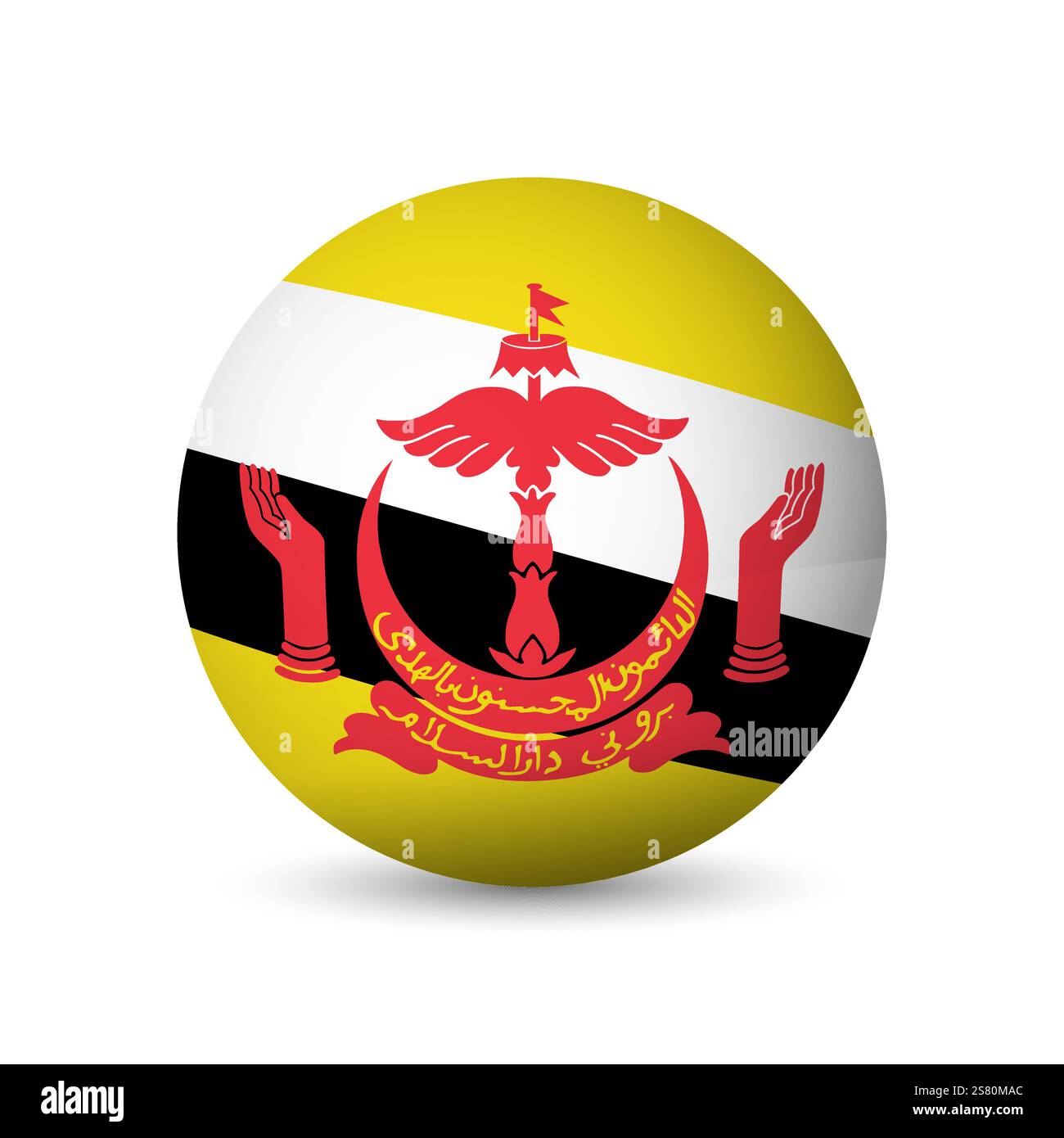 Brunei flag - 3D sphere in colours of flag representing a country ...