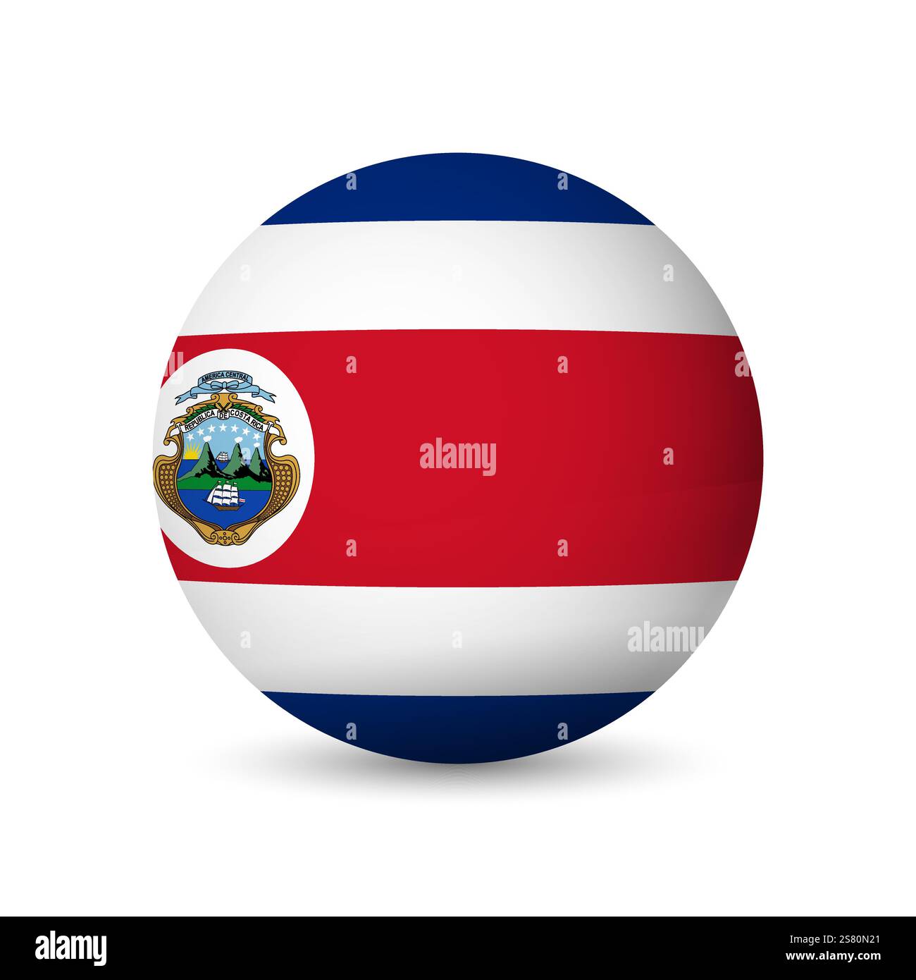 Costa Rica flag - 3D sphere in colours of flag representing a country ...