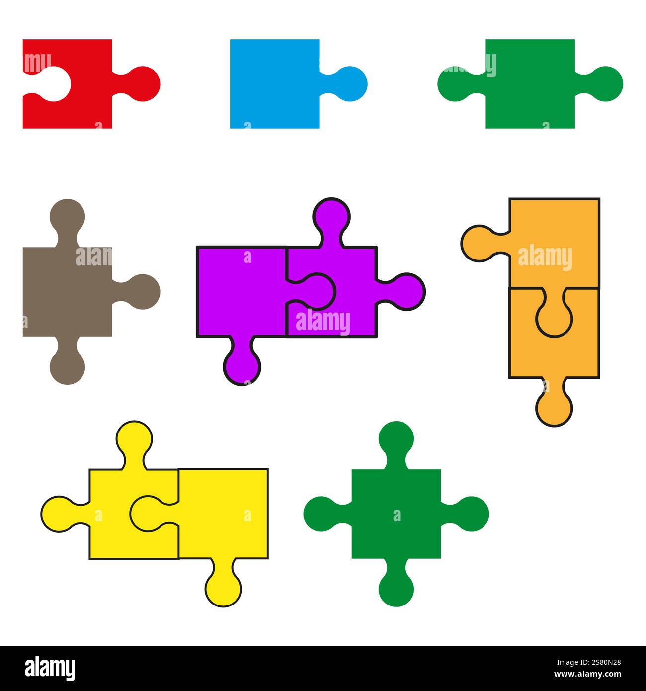 Colorful puzzle pieces. Multicolor jigsaw parts. Creative connection ...