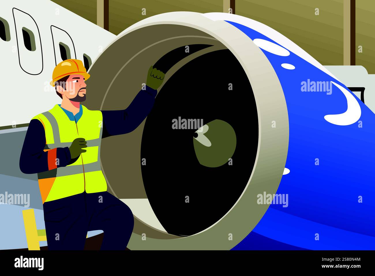 A vector illustration of Airplane Maintenance Worker Engineer ...