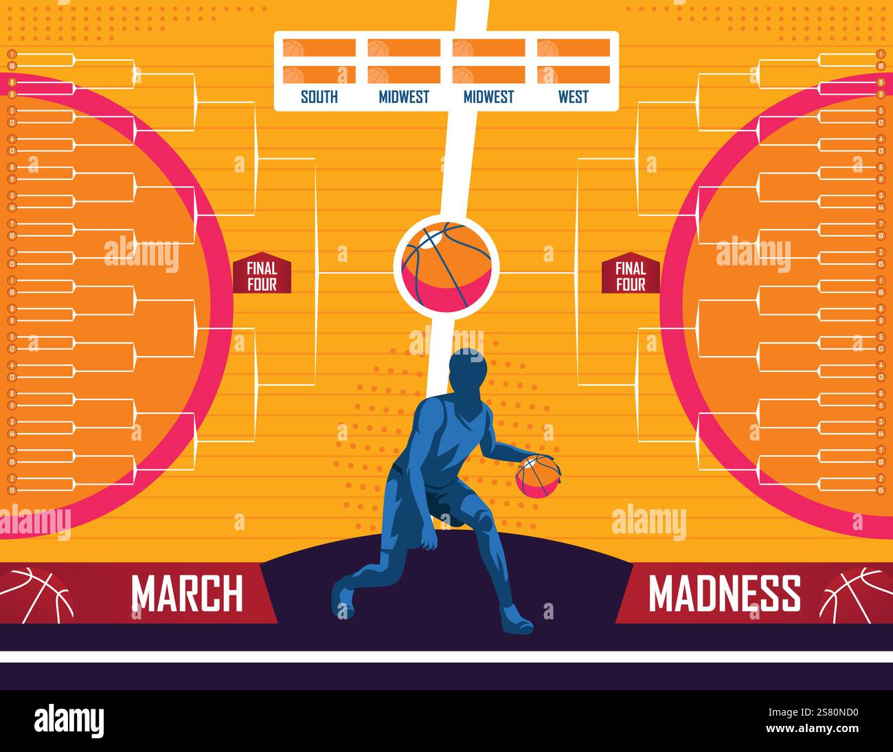 A vector illustration of March Madness Basketball Bracket Template ...