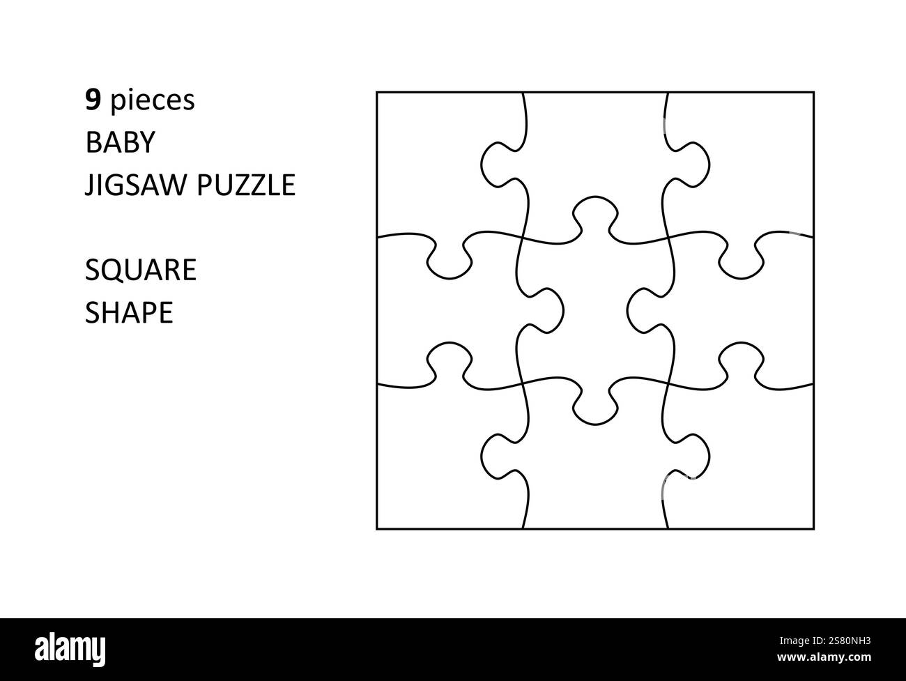 Jigsaw puzzle blank template. Cutting lines grid design for baby jigsaw ...