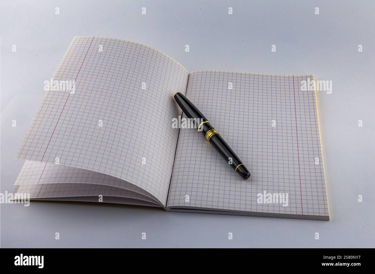 International ink pen writing day, pen on white background in man's ...