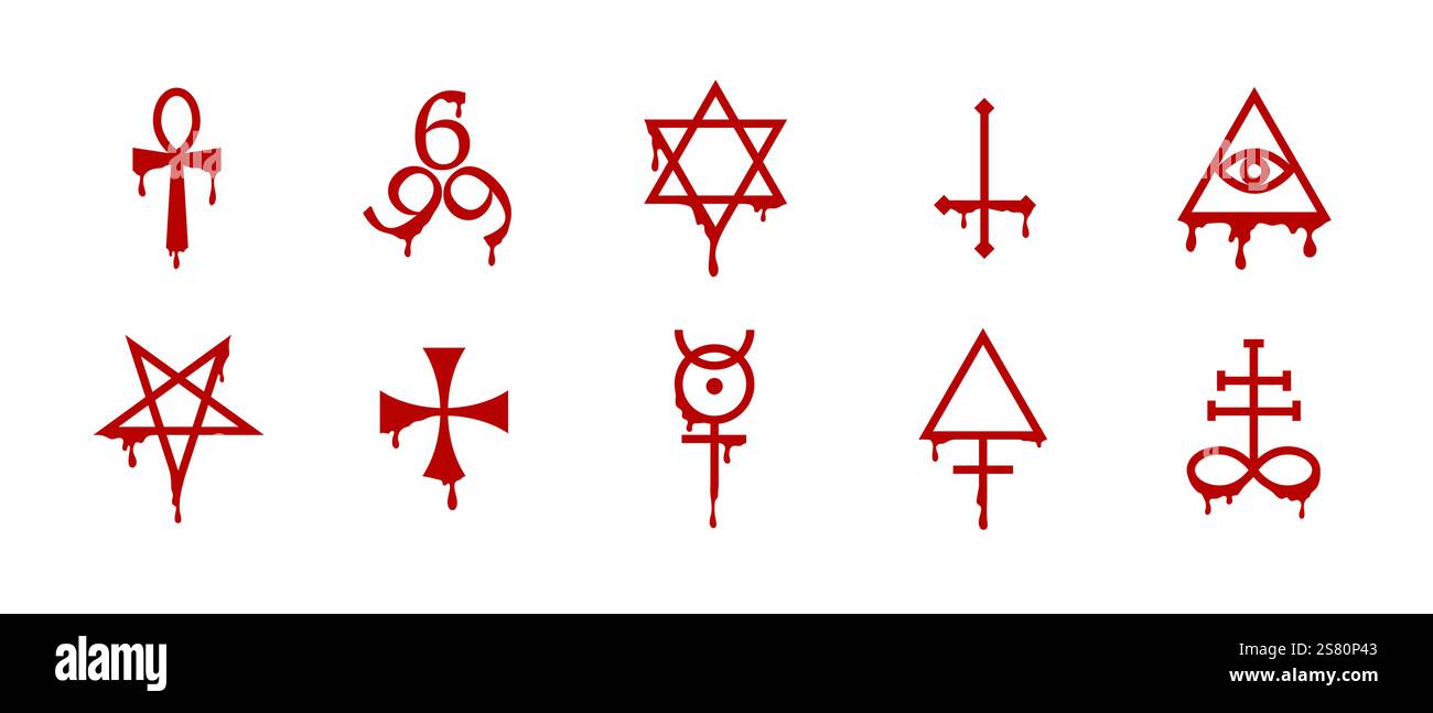 Blood red pentagram for dark magic and occult-themed designs Stock ...