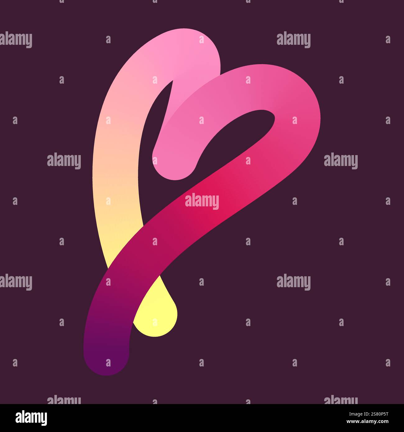 Gradient heart illustrations. Modern ribbon shapes, intertwined loops ...