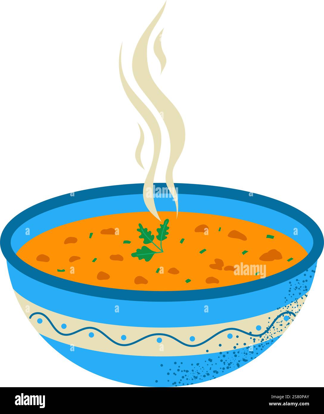Lentil soup. Traditional Turkish food. Vector hand drawn illustration ...