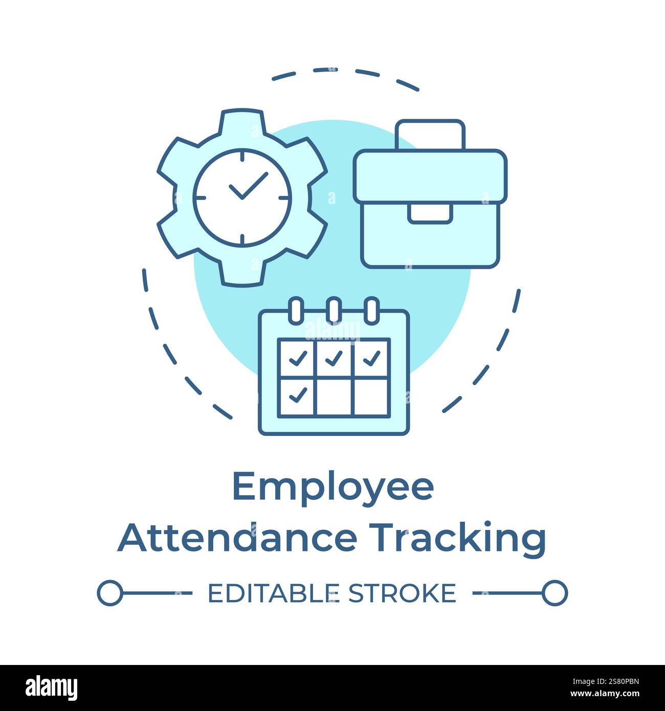 Employee attendance tracking soft blue concept icon Stock Vector Image ...