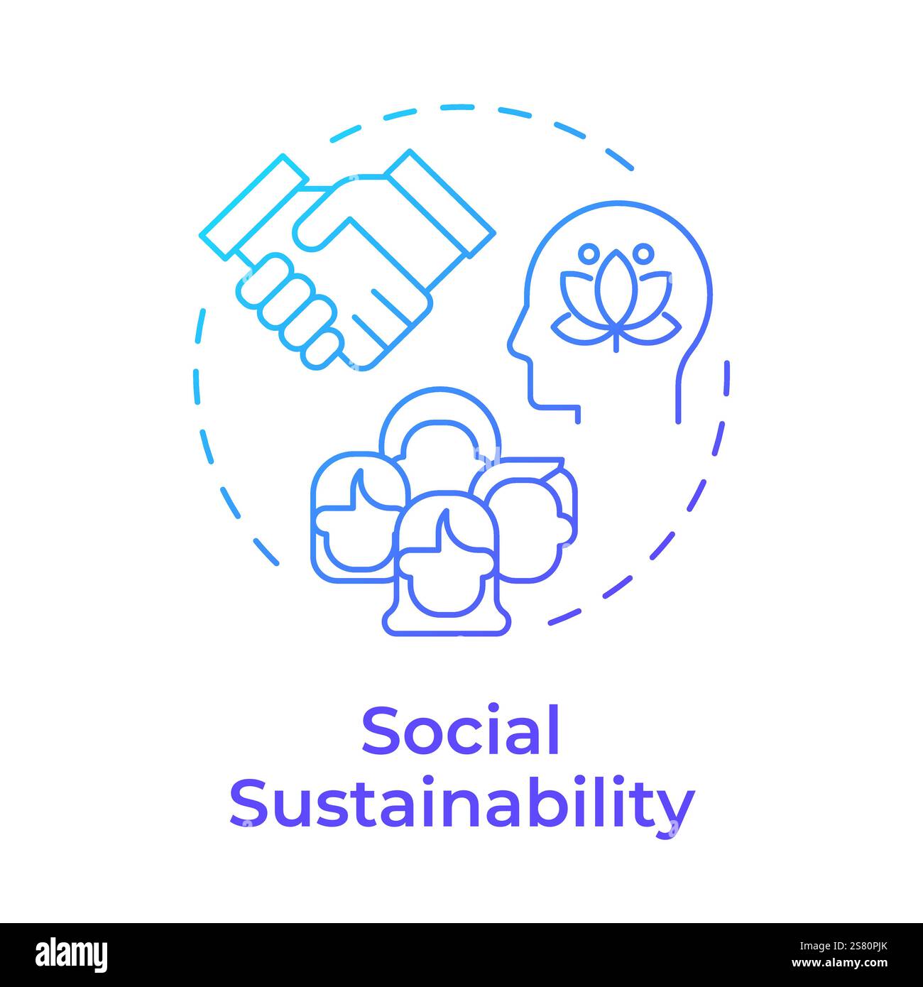 Social sustainability blue gradient concept icon Stock Vector Image ...
