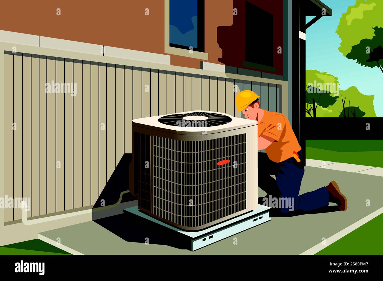 Hvac technician working Stock Vector Images - Alamy