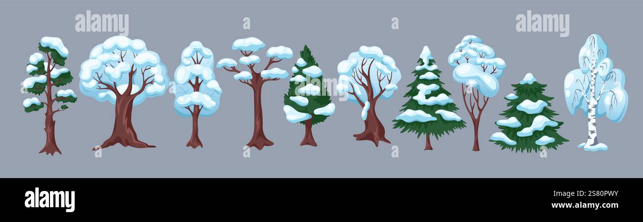 Animation winter scenery fir trees Stock Vector Images - Alamy