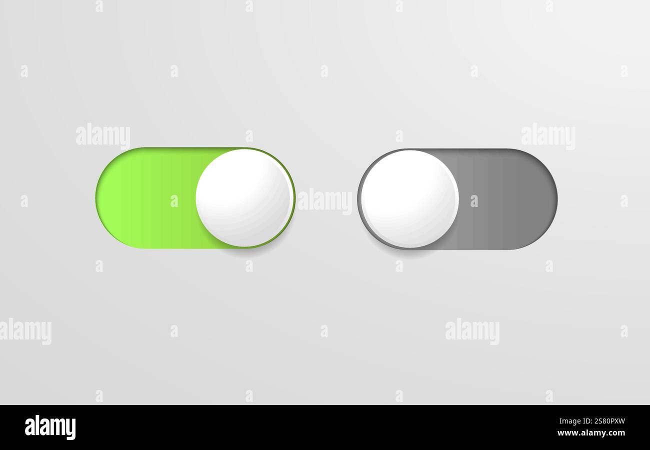 On Off toggle switch buttons. Vector checkmark icons yes or no with switch slider Stock Vector ...
