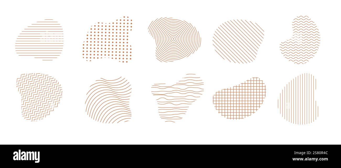 Abstract freeform collection. Set of beige amoeba. Modern figure for ...