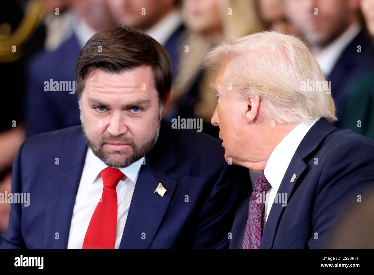 President-elect Donald Trump speaks with Vice President-elect JD Vance ...