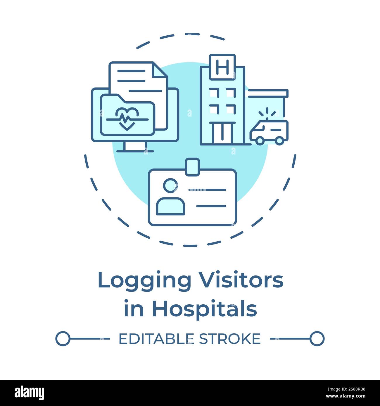 Hospital visitors logging soft blue concept icon Stock Vector Image ...