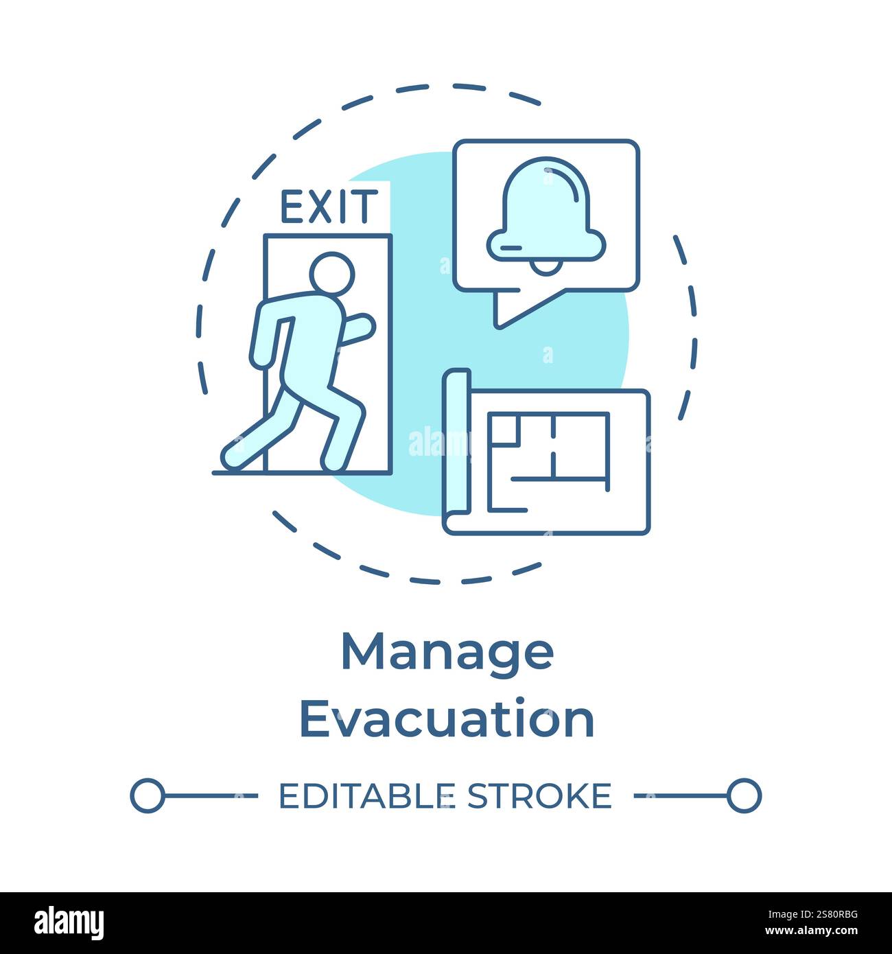 Manage evacuation soft blue concept icon Stock Vector Image & Art - Alamy