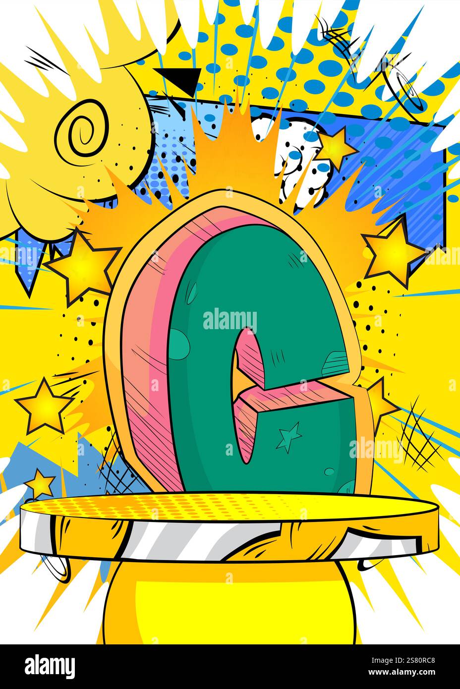 Comic Book Product podium stage for mockup presentation with Letter C ...