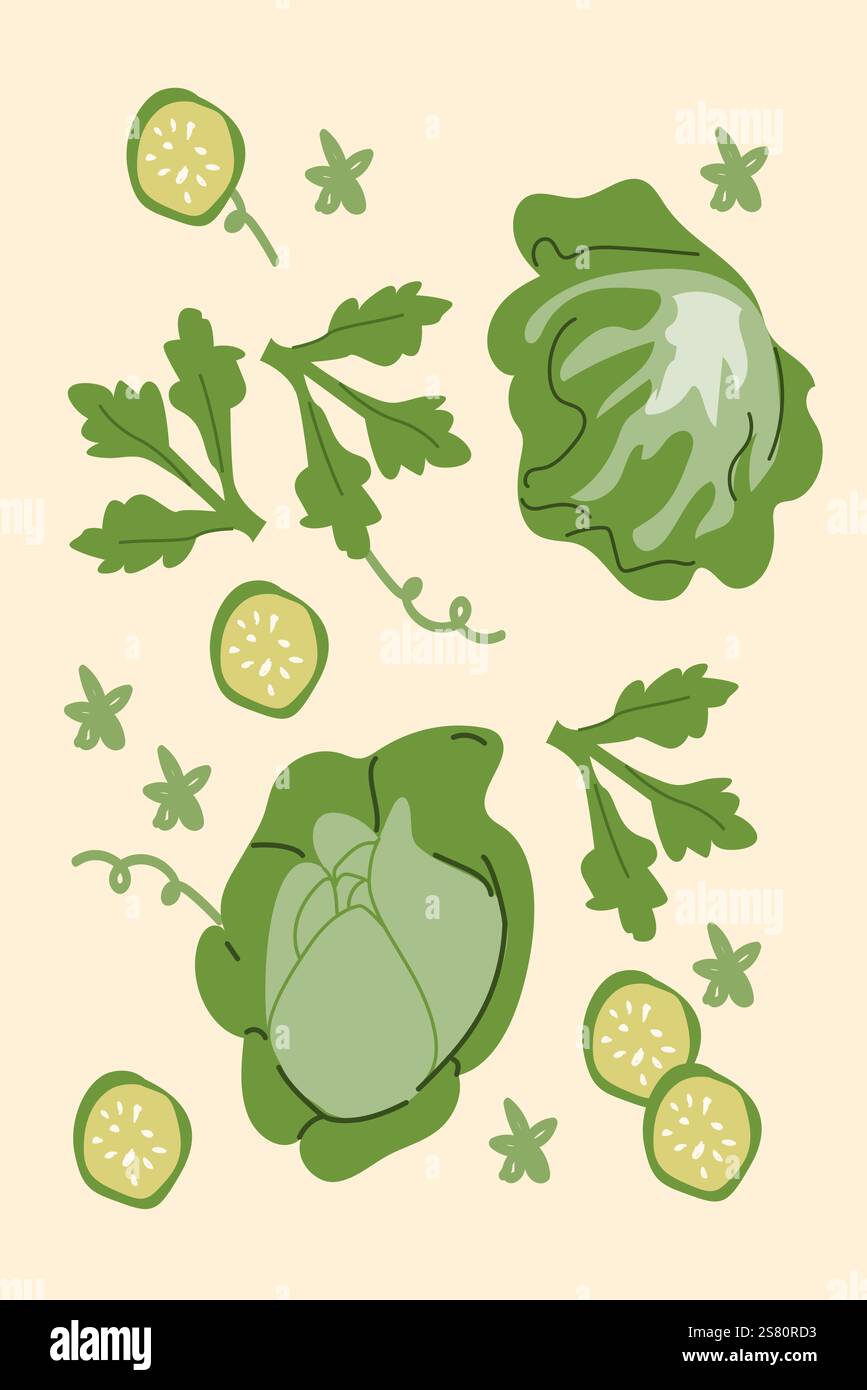 Fresh vibrant lettuce salad Stock Vector Images - Alamy
