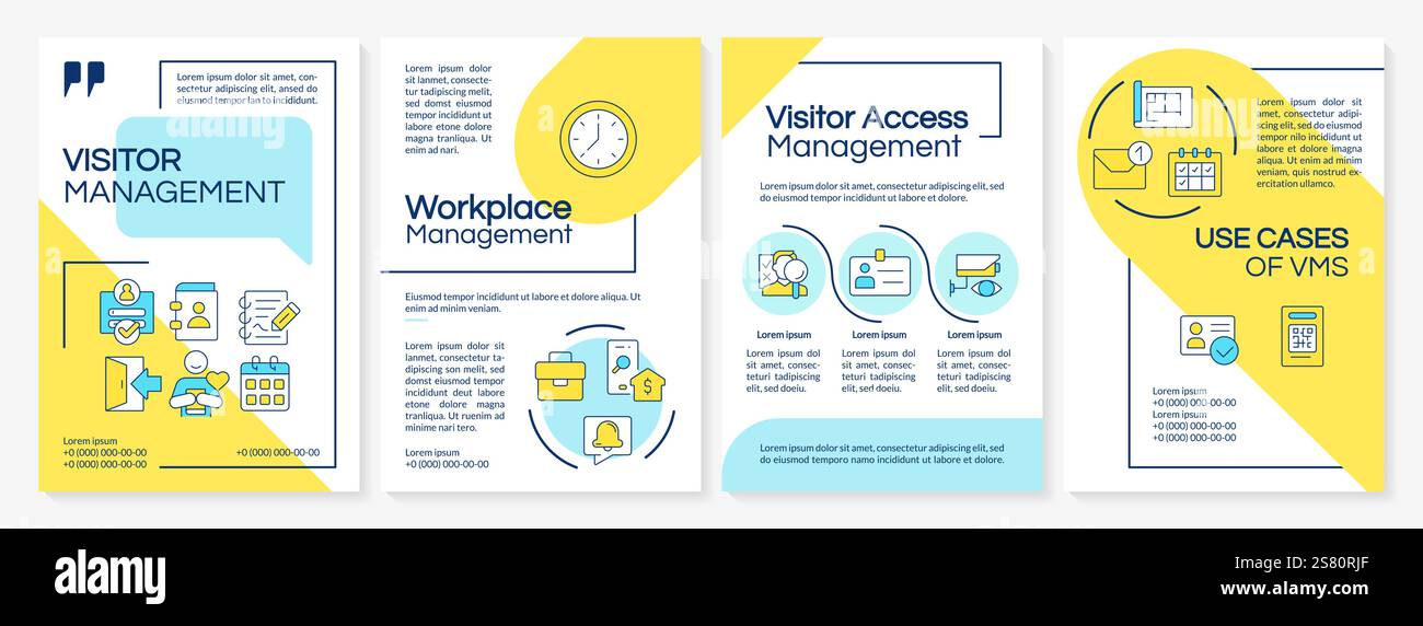 Workplace safety management blue and yellow brochure template Stock ...