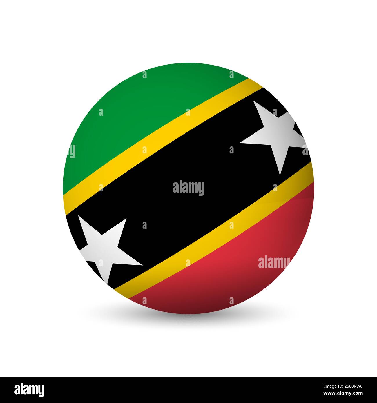 Saint Kitts and Nevis flag - 3D sphere in colours of flag representing ...
