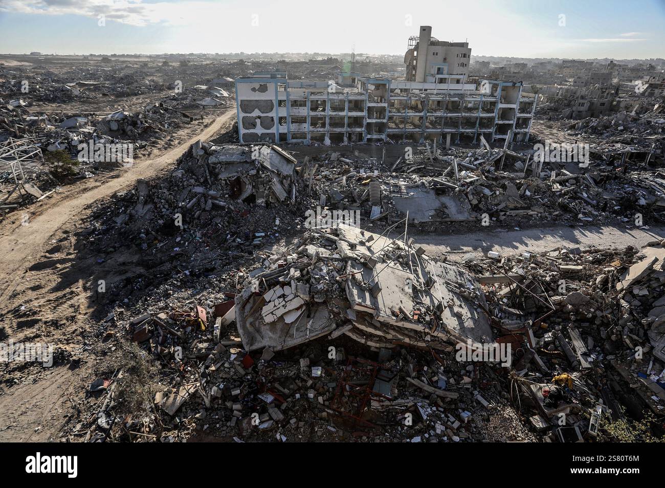 Rafah, Palestinian Territories. 20th Jan, 2025. An aerial view shows ...