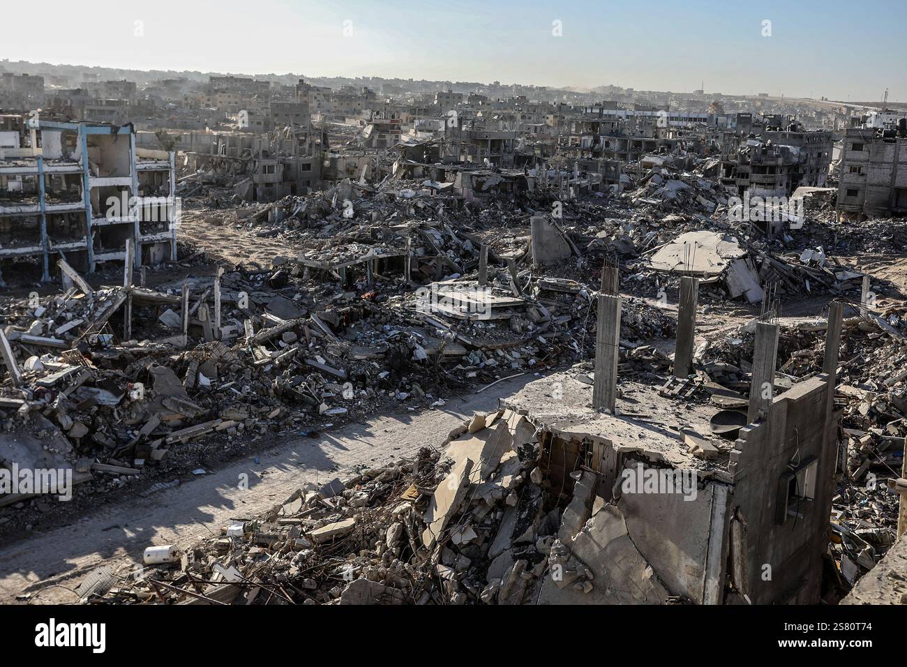 Rafah, Palestinian Territories. 20th Jan, 2025. An aerial view shows ...