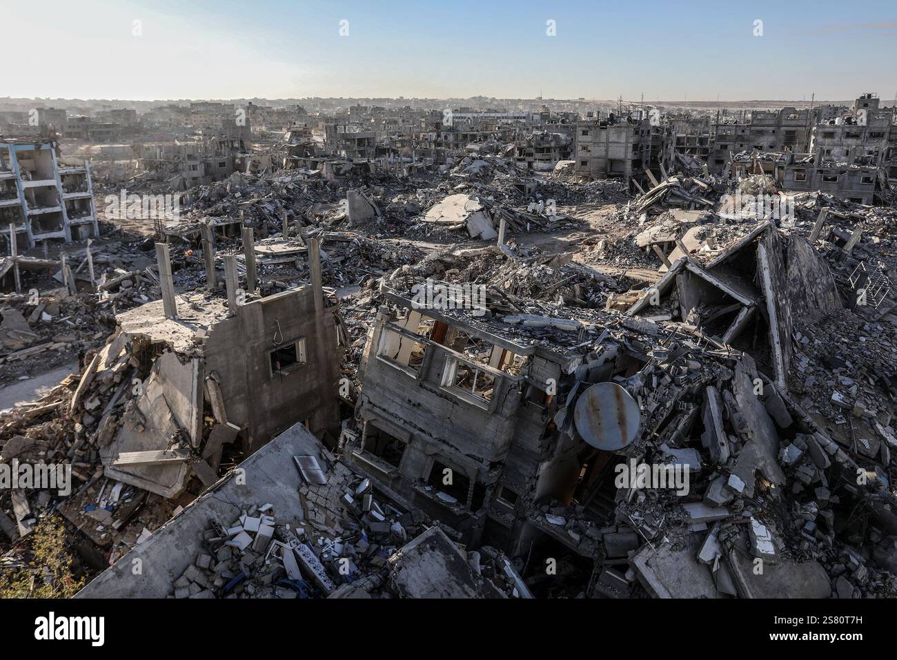 Rafah, Palestinian Territories. 20th Jan, 2025. An aerial view shows ...