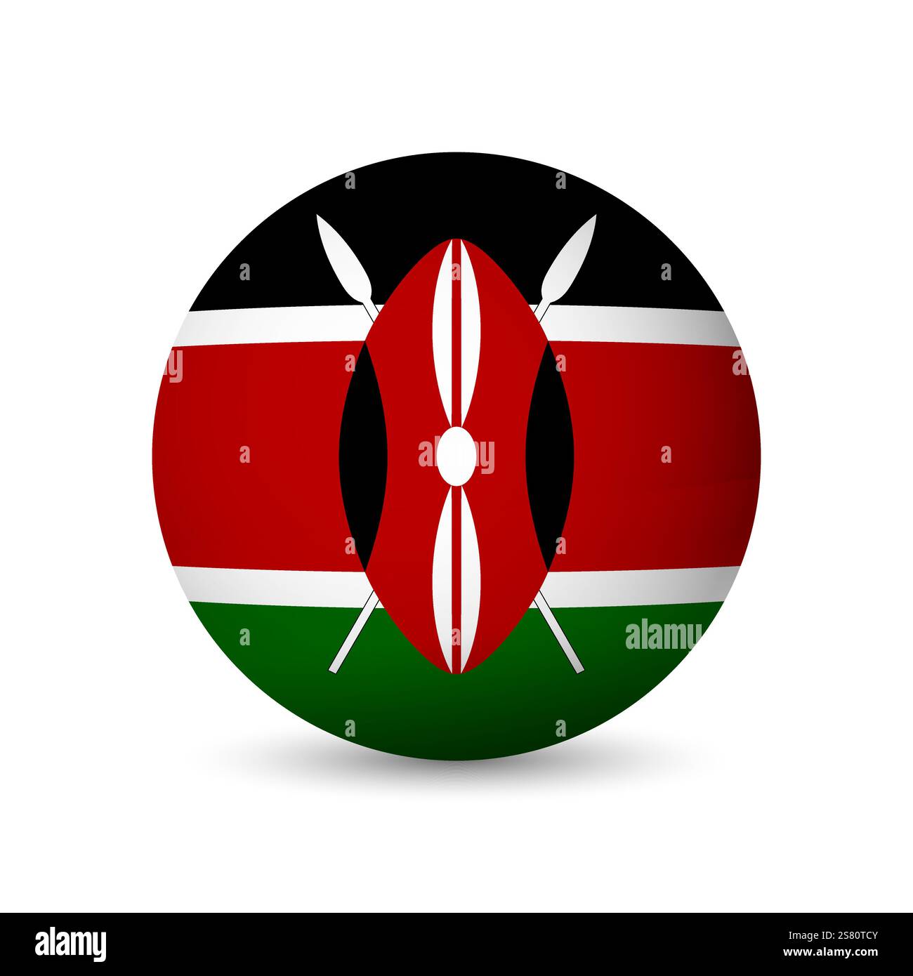 Kenya flag - 3D sphere in colours of flag representing a country cultural identity and heritage ...