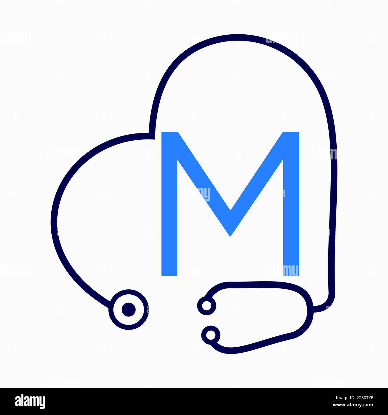 Initial Letter M Health Care Logo Concept With Stethoscope Symbol ...