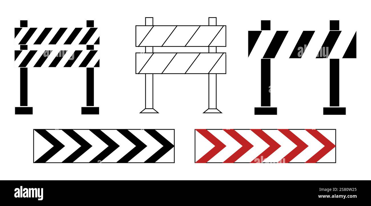 Hurdle roadblock sign, safety protectot icon, symbol. Boundary fence ...