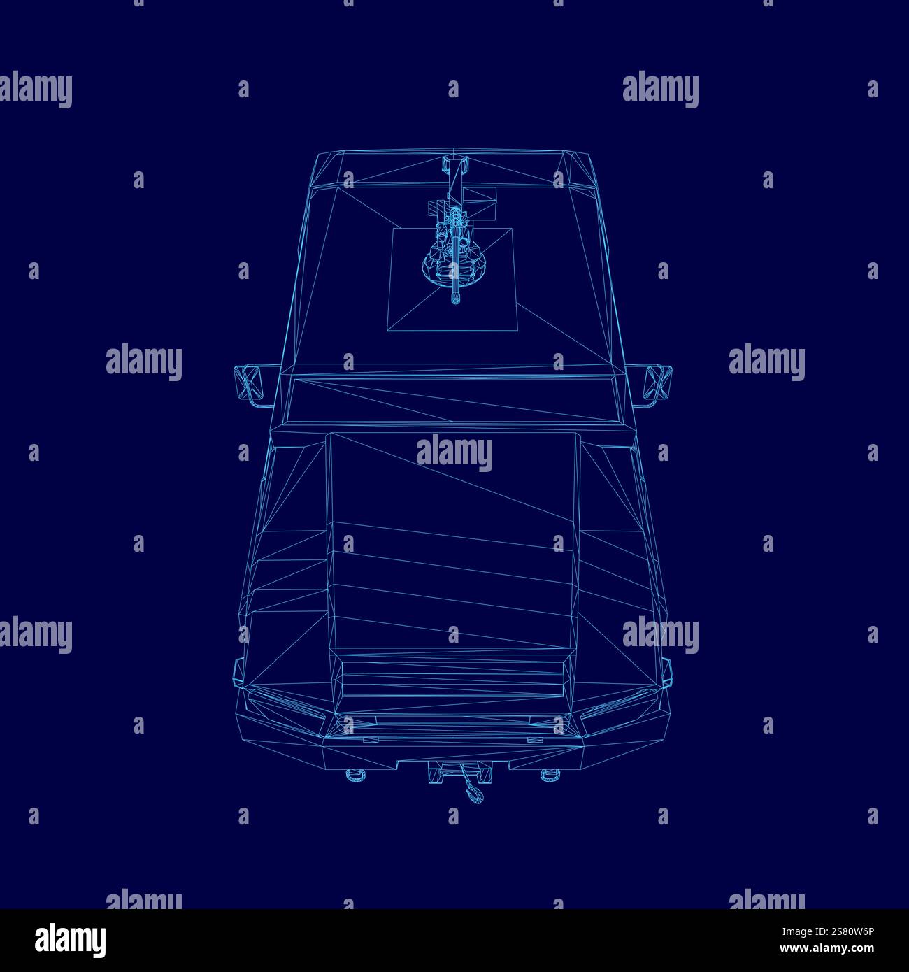 Blue car with a gun on top of it. The car is a military vehicle. The ...