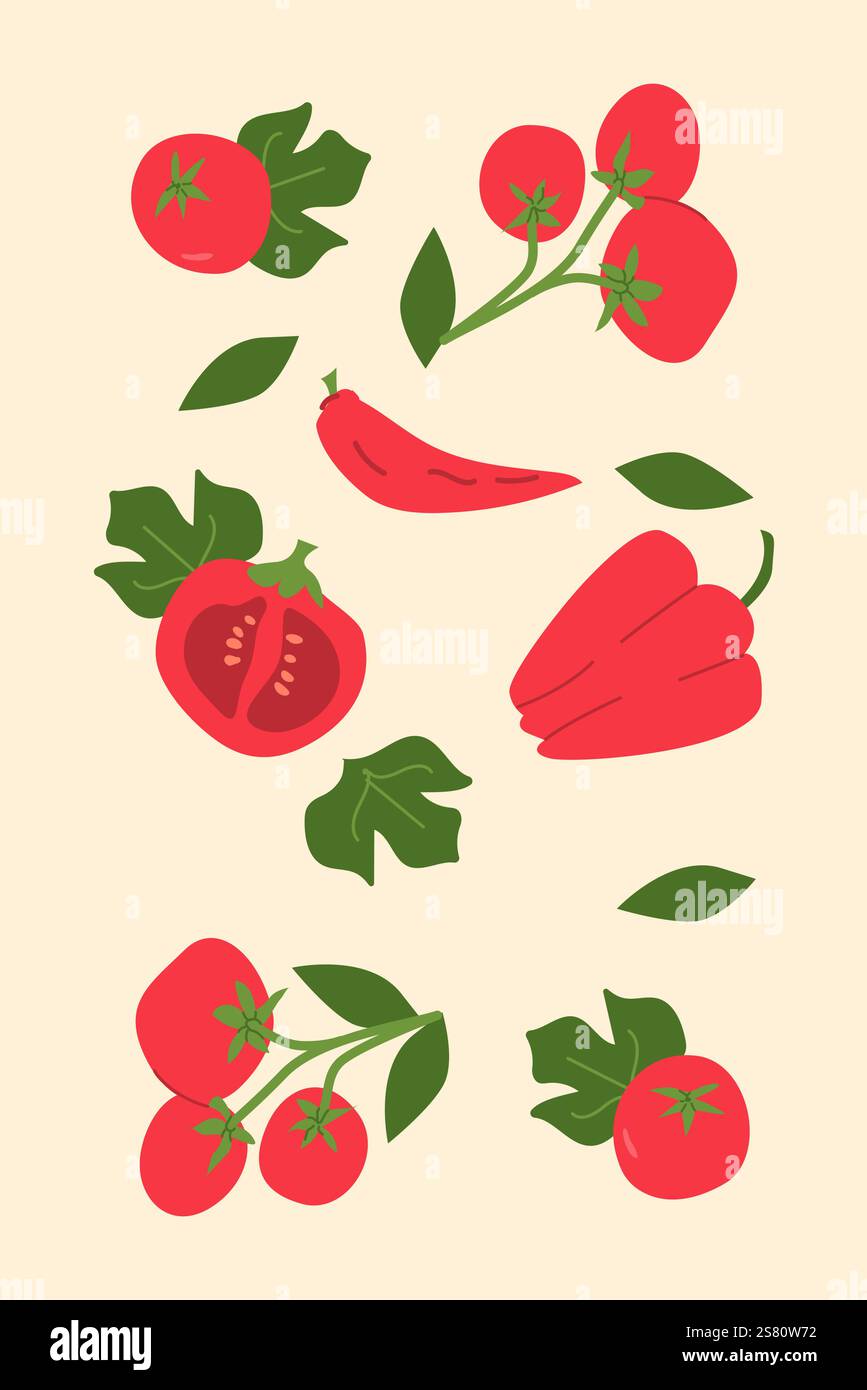 Fresh farm tomatoes green Stock Vector Images - Alamy