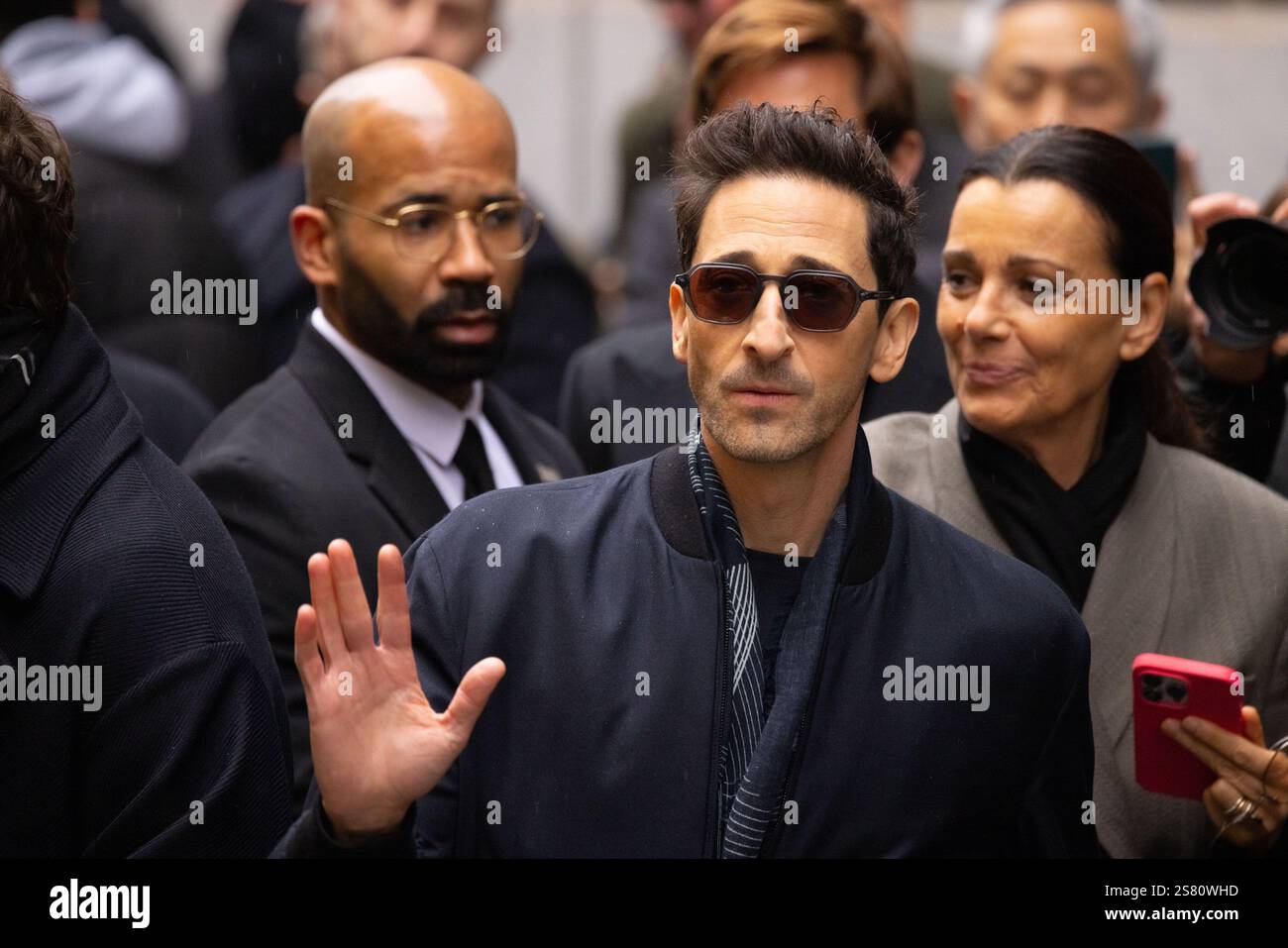 Milan, Italy. 20th Jan, 2025. Adrien Brody arrives at the Giorgio Armani fashion show during the ...