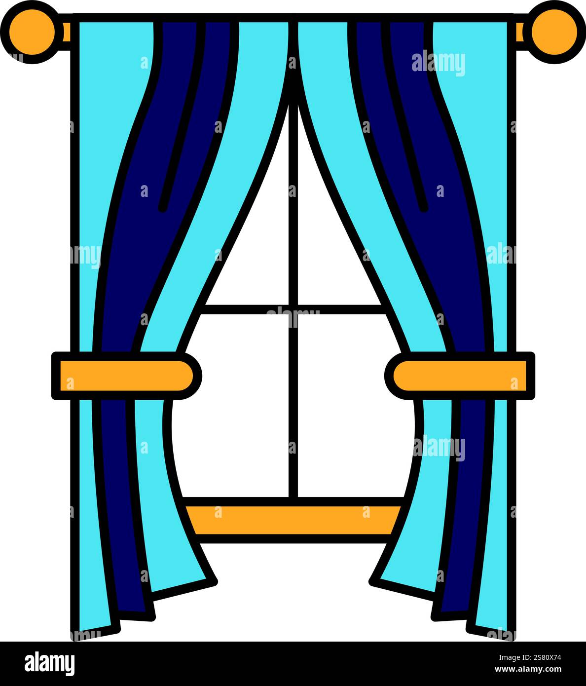 A curtain with a window in the middle Stock Vector Image & Art - Alamy