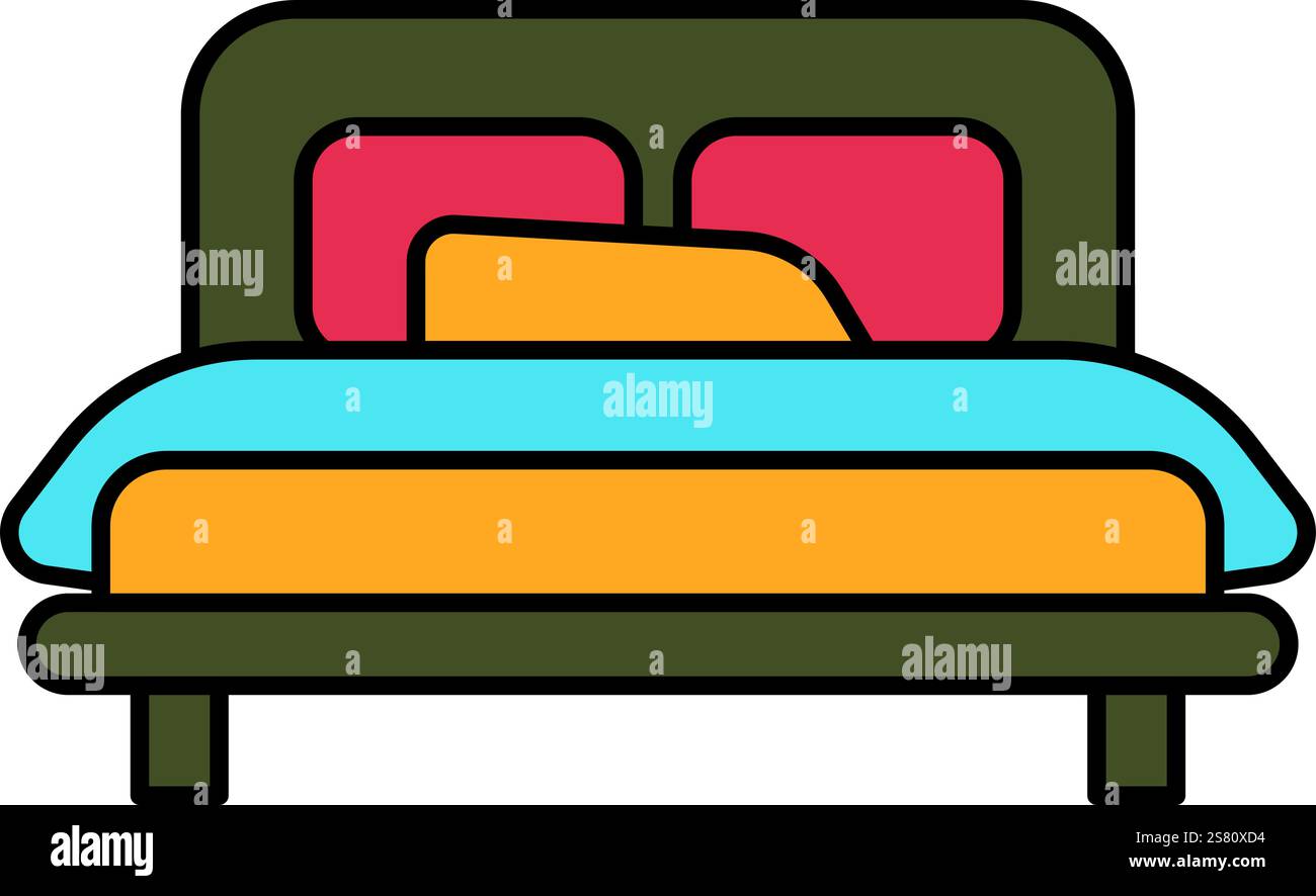 A cartoon bed with a comforter and pillows Stock Vector Image & Art - Alamy