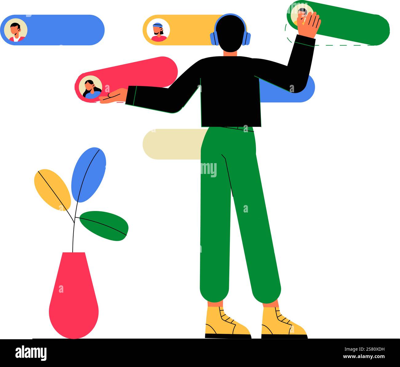 Male Character Allocating Tasks On A Digital Platform In Flat Vector ...