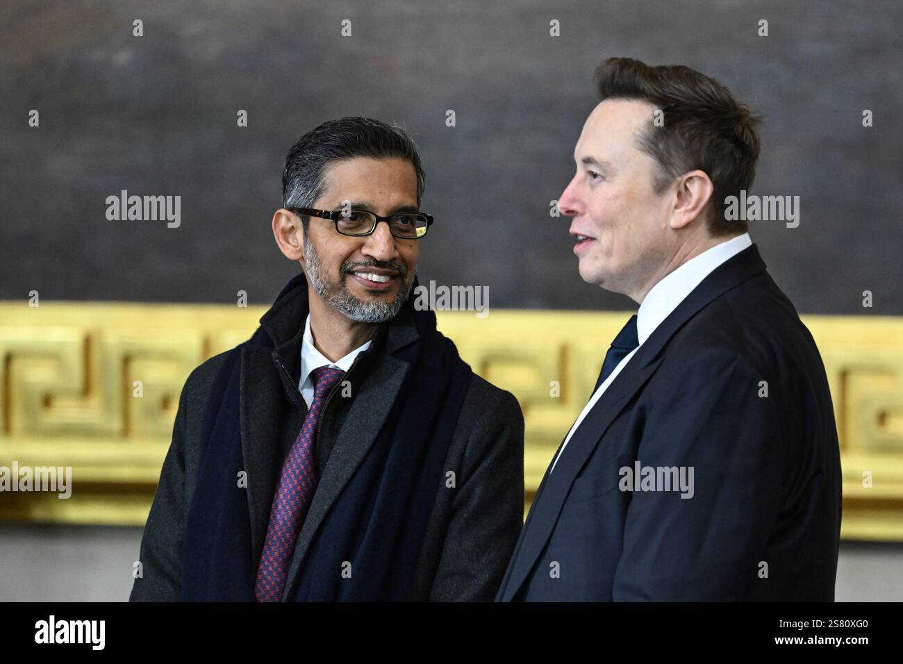 Washington, United States. 20th Jan, 2025. (L-R) Google CEO Sundar ...
