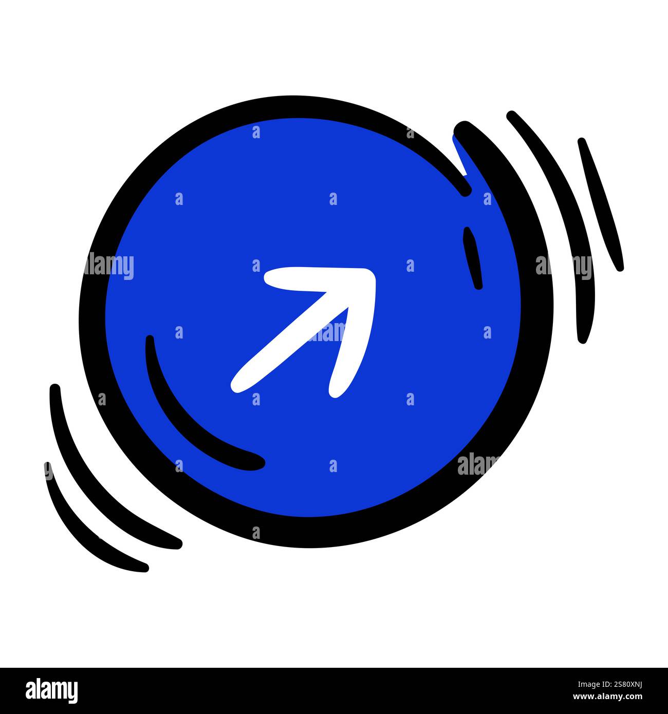 Round blue button with white arrow. Simple vector element on white ...