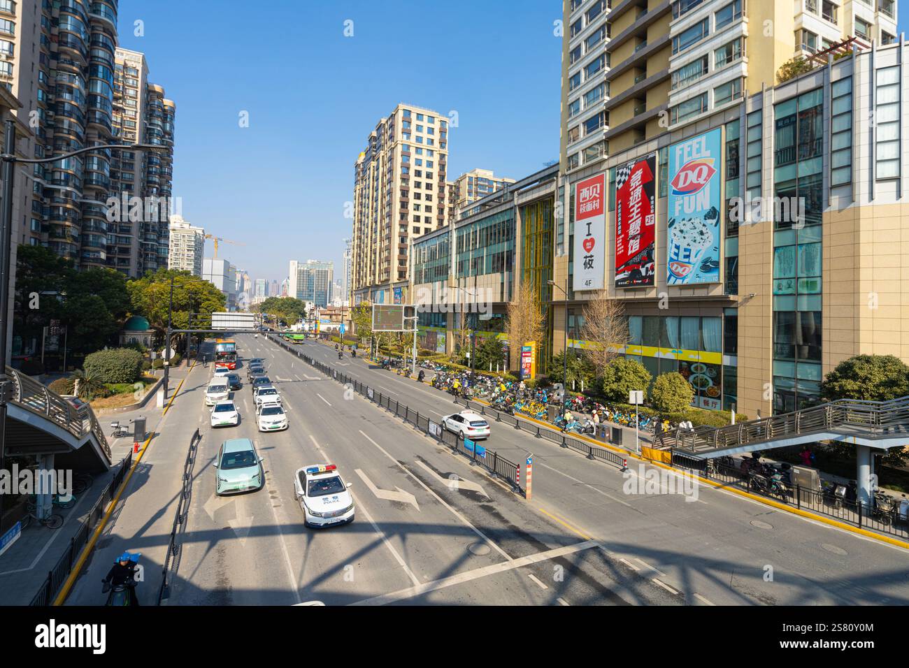 Shanghai, China. January 8, 2025. traffic on a major road in the city ...