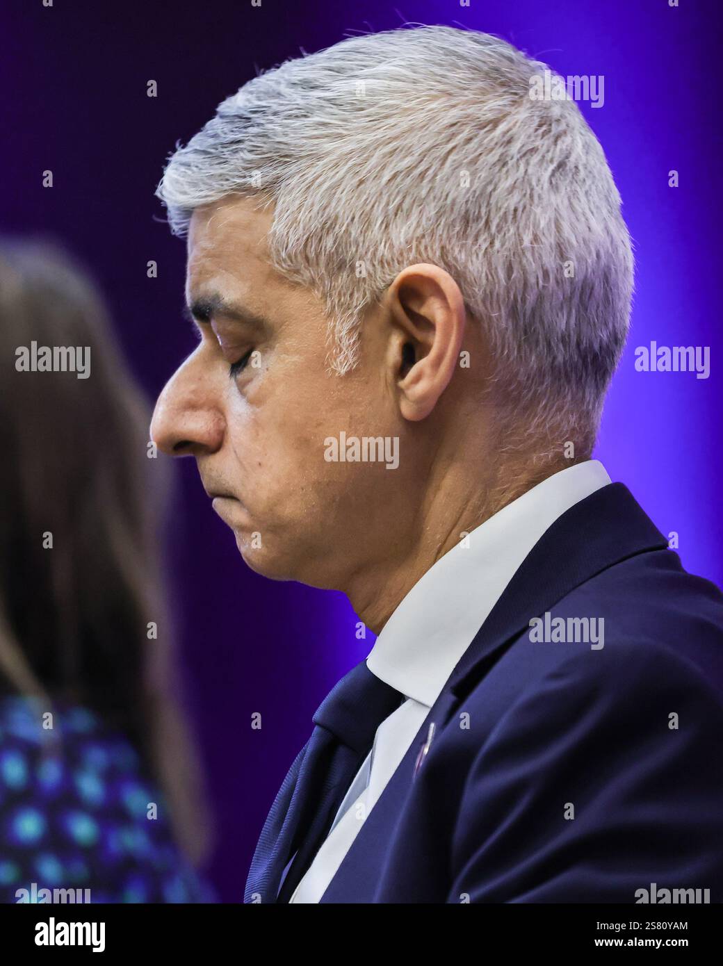 London, UK. 20th Jan, 2025. Sadiq Khan, Mayor of London, sits in ...