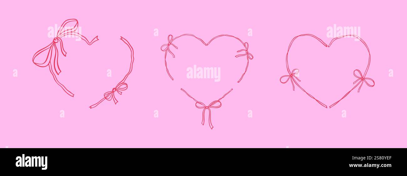 Bow heart ribbon frame drawing. Wedding, save the date vintage design ...