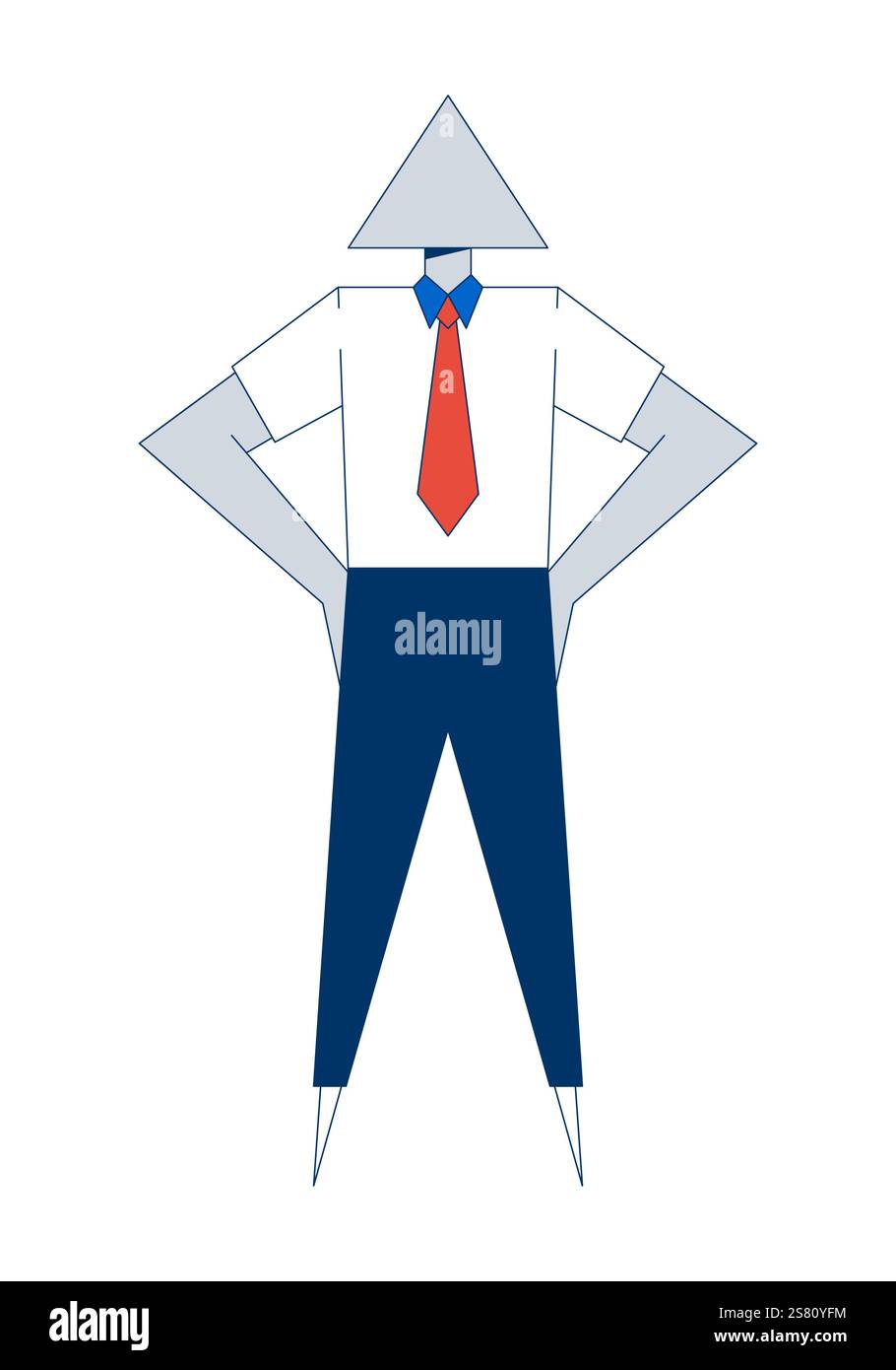 Abstract geometric businessman with triangular head 2D cartoon ...