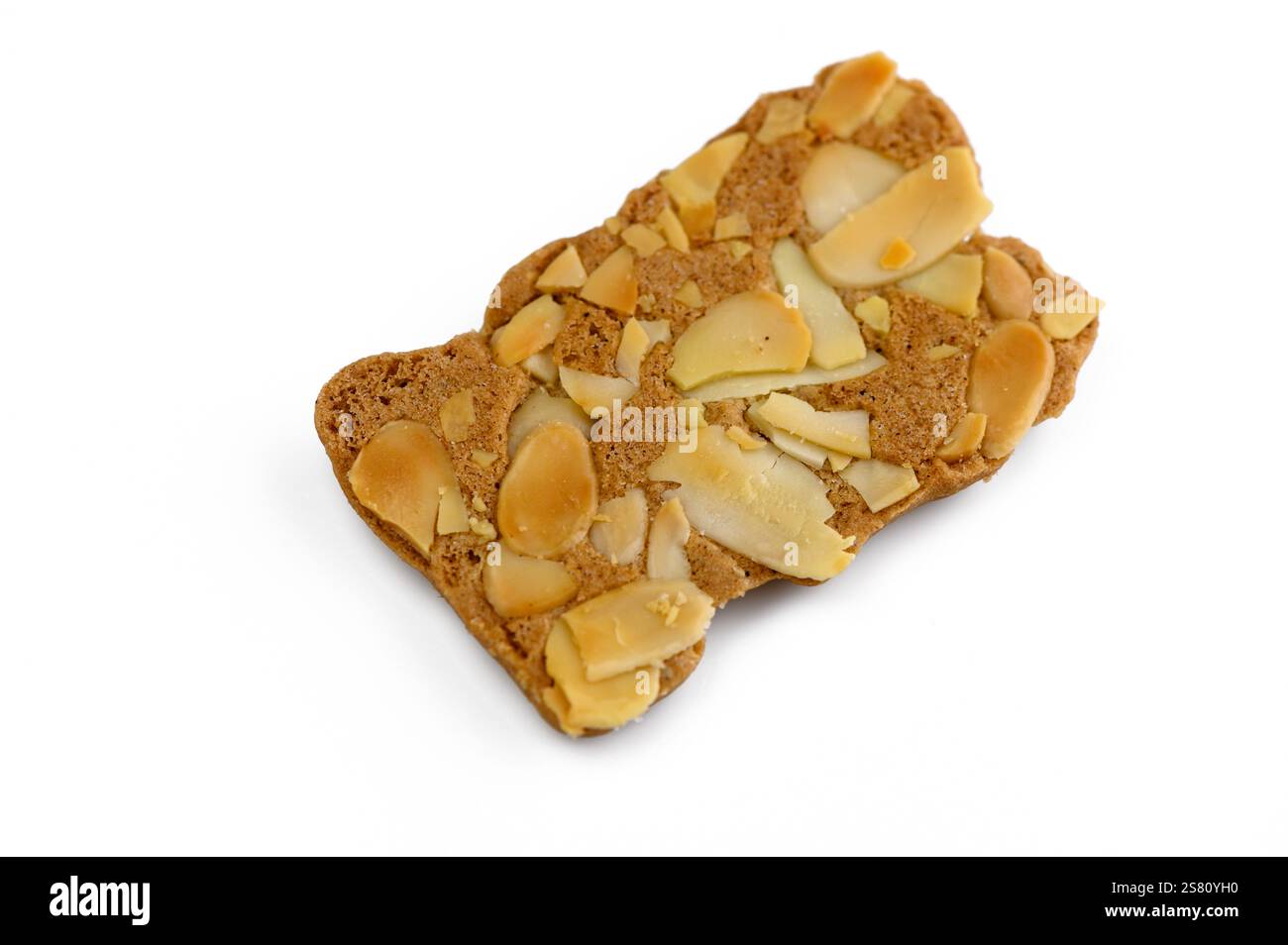 A deliciously crunchy almond candy highlighted against a bright ...