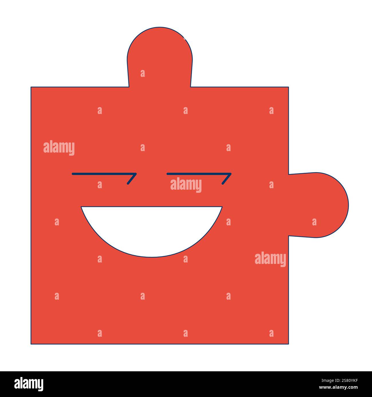 Puzzle piece with playful face 2D cartoon object Stock Vector Image ...